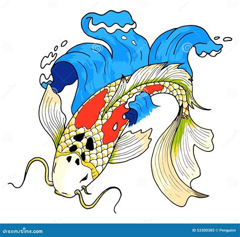 Koi鲤鱼 向量例证 插画 包括有 聚会所 符号 改良 红色 东方 吉祥人 鲤鱼 异乎寻常 53300385
