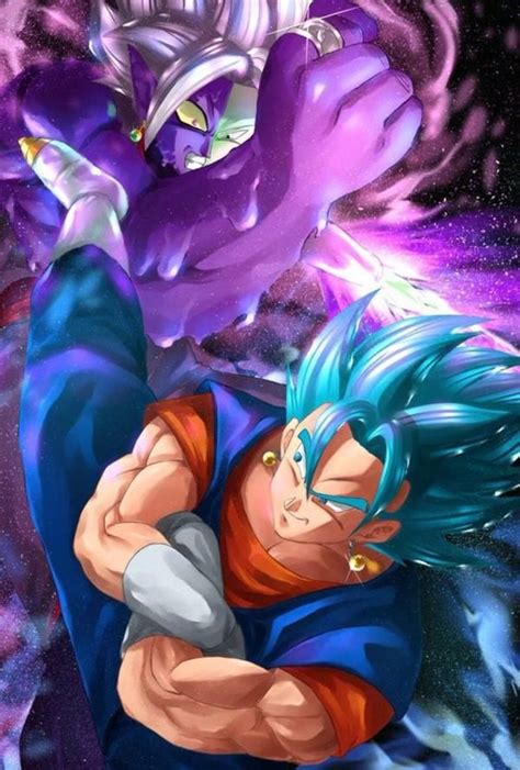 An Anime Character With Blue Hair Is Fighting Another Character In The