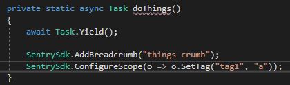 Scope Data From Async Methods Missing Issue 54 Getsentry Sentry