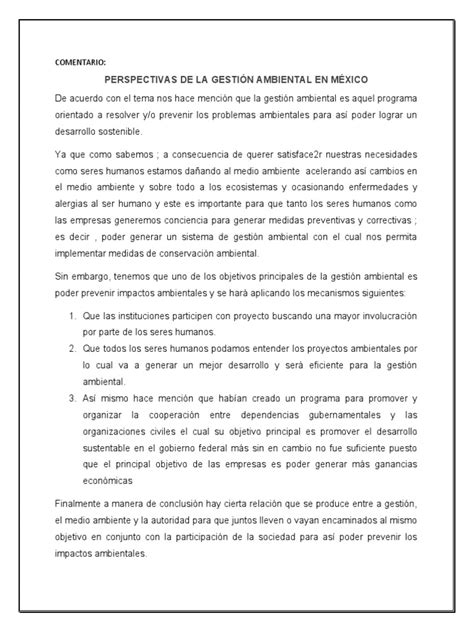 Perspectivas De La GestiÓn Ambiental En MÉxico Pdf