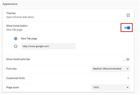How To Show The Home Button In Google Chrome