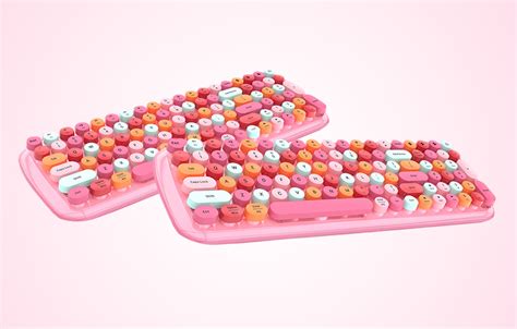 MOFII Wireless Keyboard Mouse Set Candy BT BlueTooth Pink Gadgets