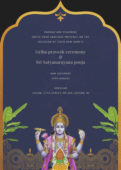 Free Housewarming Vastu Puja Invitation Card