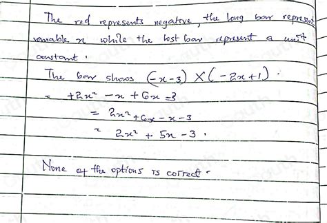 Solved Which Of The Following Equations Represents This Algebra Tile Diagram X 3 2x 1 2x