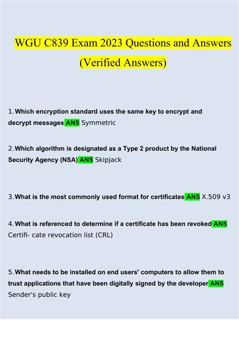 WGU C Intro To Cryptography Exam Questions And Answers Verified Answers WGU C Stuvia US