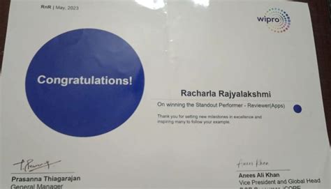 Racharla Rajyalakshmi On Linkedin Randr Award 🎉🎉🎉best Performer Award