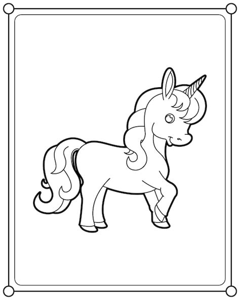 Hermoso unicornio adecuado para la ilustración de vector de página para colorear de los niños