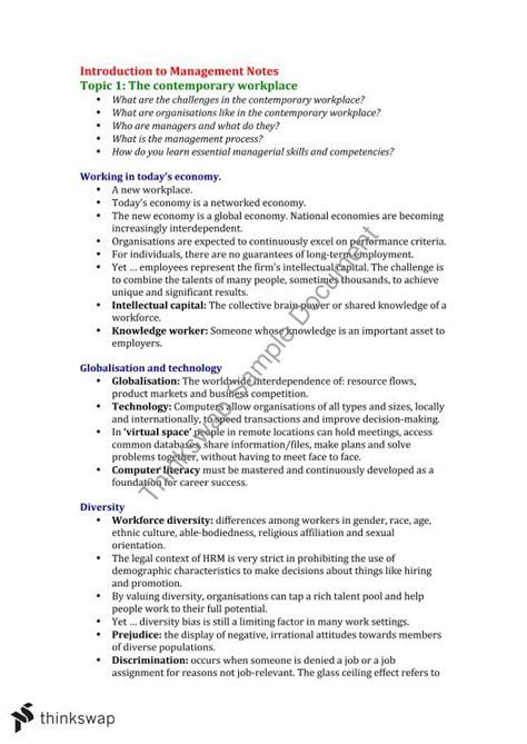 Introduction To Management Notes Mgt10001 Introduction To