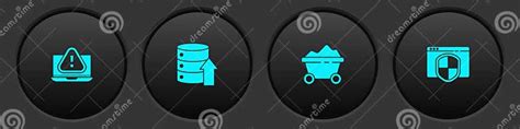 Set Laptop With Exclamation Mark Server Data Web Hosting Coal Mine