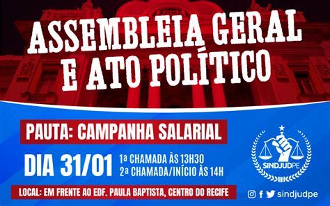 ConvocatÓria Para Assembleia Geral Dia 31 De Janeiro De 2022 Sindjud Pe
