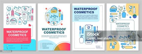 방수 화장품 메이크업 스킨 케어 브로셔 템플릿 레이아웃 전단지 소책자 선형 그림이있는 전단지 인쇄 디자인 잡지 연례 보고서 광고
