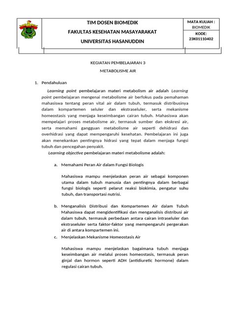 Soal Soal Tutorial Metabolisme Air Pdf