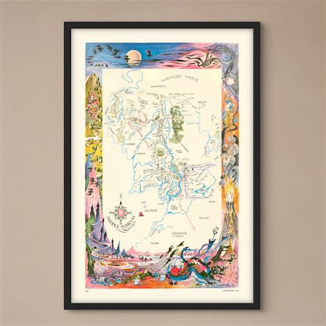 Map Of Tolkiens Middle Earth Poster 1969 Ballantine Etsy