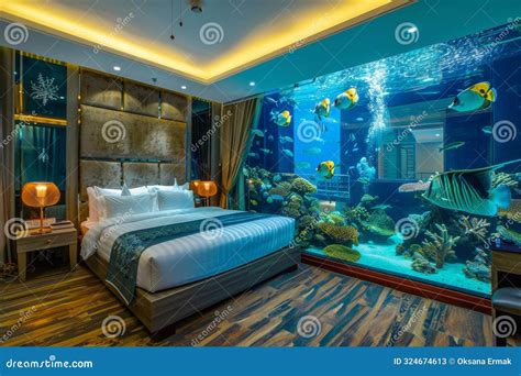 Underwater Hotel Luxury Room Under Water Aquatic Bedroom In Aquarium