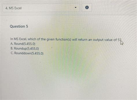 4 MS Excel Question 5 In MS Excel Which Of StudyX