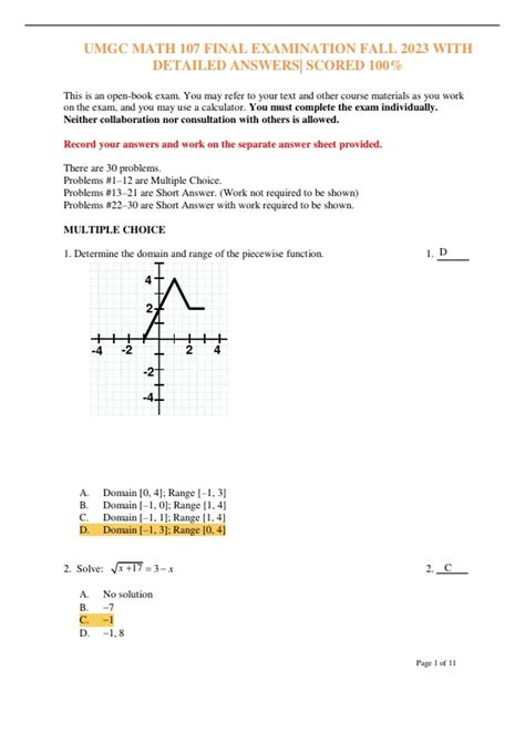 Umgc Math 107 Final Examination Fall 2023 With Detailed Answers Scored