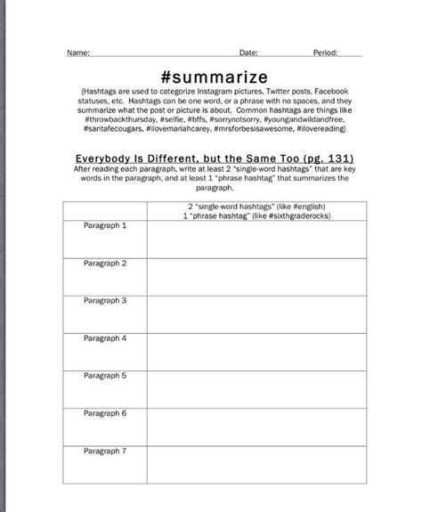 Summarizing Worksheets 4th Grade Free