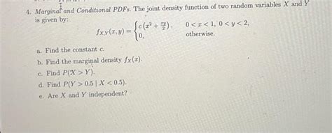 Solved Marginat And Conditional PDFs The Joint Density Chegg