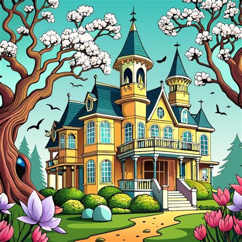 Premium Vector Halloween Haunted Witch House Hand Drawn Sticker Icon