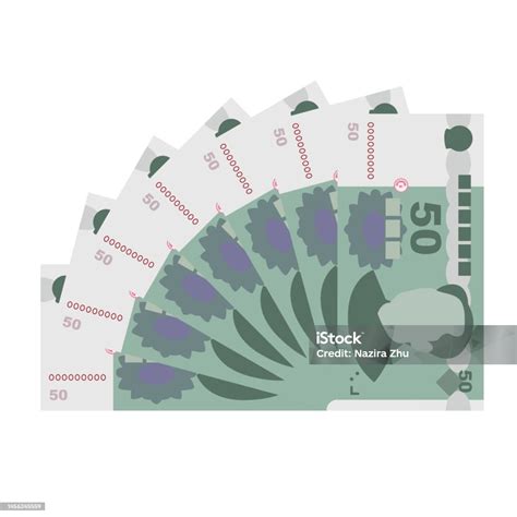 Yuan Renminbi Vector Illustration Chinese Money Set Bundle Banknotes