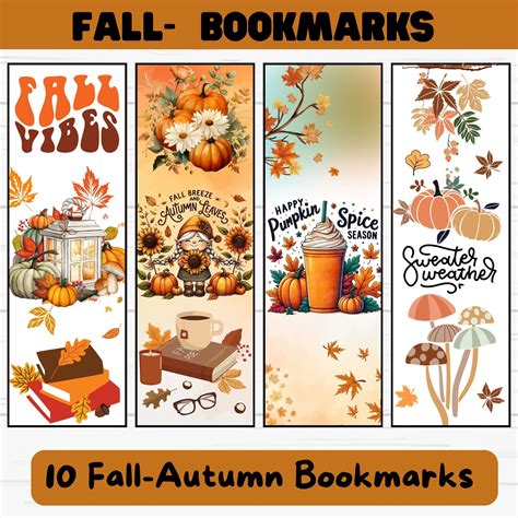 Fall Autumn Bookmarks Cute Fall Bookmarks Printable Girly Girl Tutus