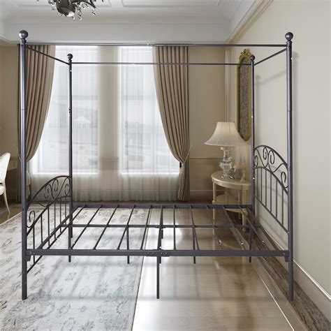 Casainc Metal Canopy Bed Black Full Metal Platform Bed In The Beds
