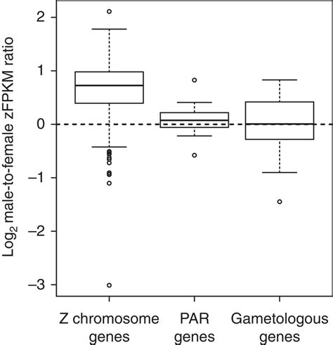 Male To Female Expression Ratios Log For Genes On The Collared Download Scientific Diagram