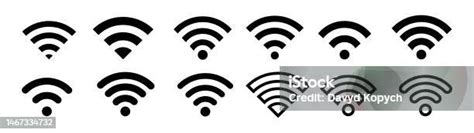 Wifiアイコンのベクター画像セットワイヤレスイラストサインコレクション信号記号ベクター画像アイコン10 Eps つながりのベクターアート