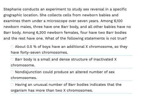 Stephanie Conducts An Experiment To Study Sex Chegg Com