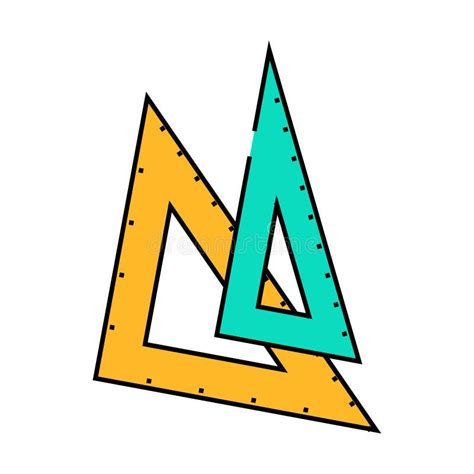 Drafting Triangle Architectural Drafter Icon Color Illustration Stock