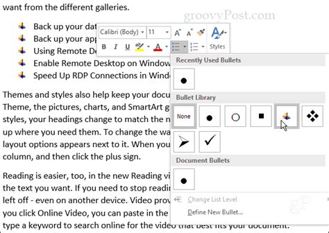 How To Create Custom Bullet Point Lists In Word 2016