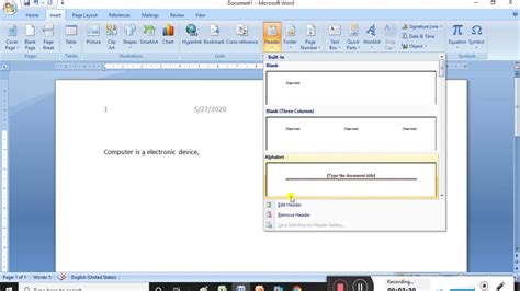 How To Insert Header And Footer In Ms Word Edit And Remove Header