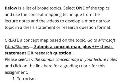 Solved Below Is A List Of Broad Topics Select One Of The