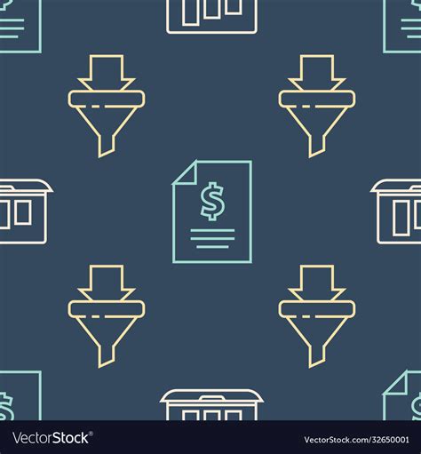 Set Line Laptop With Graph Chart Sales Funnel Vector Image
