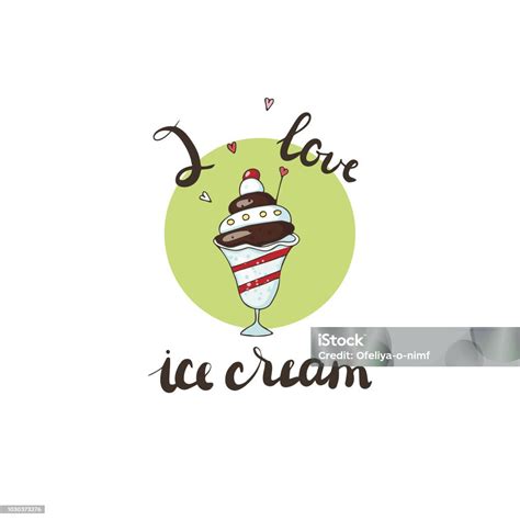 내가 사랑 하는 아이스크림 인쇄 글자 벡터 일러스트 레이 션 우리 모두의 손으로 그린 계절에 대한 스톡 벡터 아트 및 기타 이미지 계절 구도 귀여운 Istock