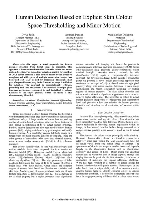 Pdf 978 1 4799 5364 6143100 ©2014 Ieee Human Detection Based On Explicit Skin Colour Space