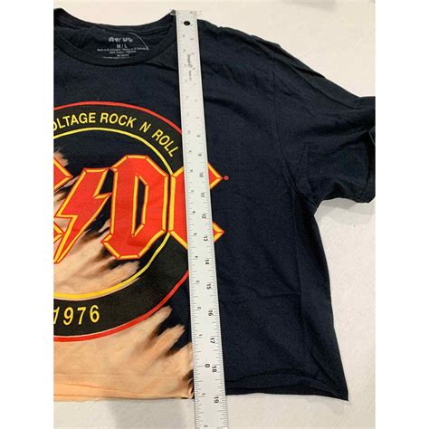 Acdc Crop Top High Voltage Rock N Roll 1976 T Shirt B Gem