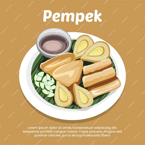 Premium Vector Pempek Indonesian Food Cartoon Flat Design Style