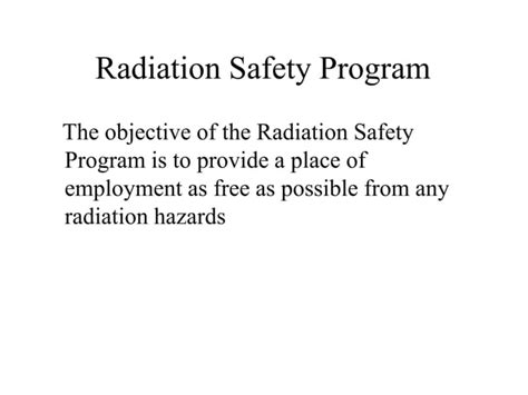 Radiation Safety Program Pptx