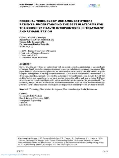 Personal Technology Use Amongst Stroke Patients Understanding The Best