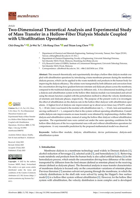 Pdf Two Dimensional Theoretical Analysis And Experimental Study Of