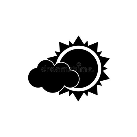 Sun Con El Icono Del Tiempo De La Nube Ejemplo Plano Del Vector