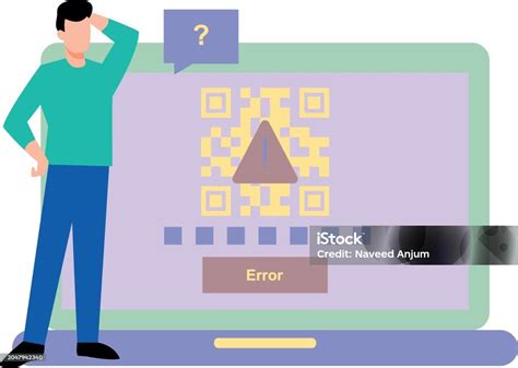 The Boy Has An Error Scanning The Qr Code Stock Illustration Download