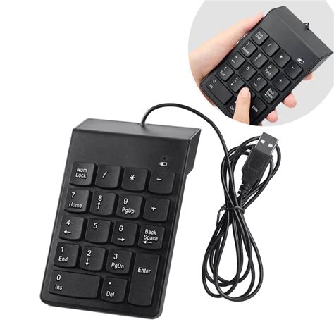 Laptop Usb Number Pad Numpad Numeric Keypad 18 Keys Keyboard For Desktop Pc Black