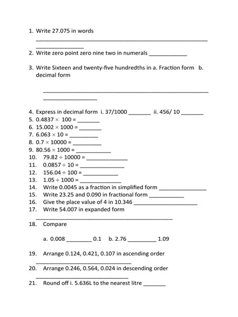 Maths Decimal Pdf