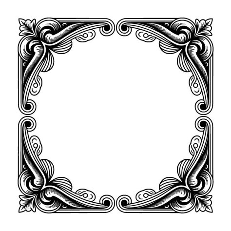 Ornate Frame Border Black And White Vintage Style 66954224 Vector Art