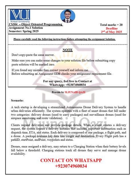 Cs304 Assignment 1 100 Coorect Solution Spring 2025 By Mjunaid Qazi Pdf Unmanned Aerial