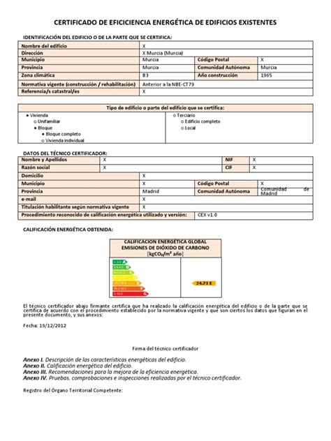 Ejemplo De Certificado Energetico Con Ce3x Pdf Consumo Mundial De
