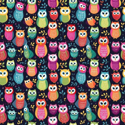 Premium Photo Cute Vibrant Owls Seamless Pattern