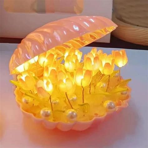 Shell Tulip Night Light Handmade Diy Tulip Girl Living Room Night Light